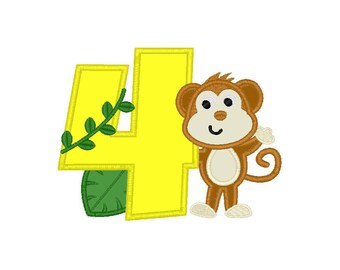 Monkey Number 1 Applique Machine Embroidery Design perfect | Etsy