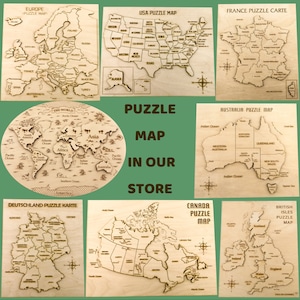 Map of Europe Wood Puzzle, 3D Laser Cut Geographic Art for Adult ...