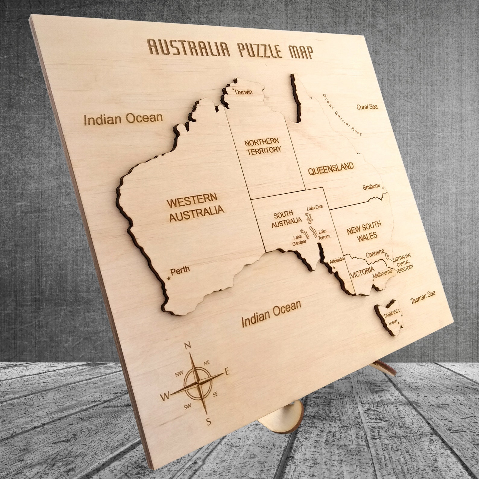 Rustic Australia Map Puzzle, Educational Wooden Toy, Traveler Gift - Etsy