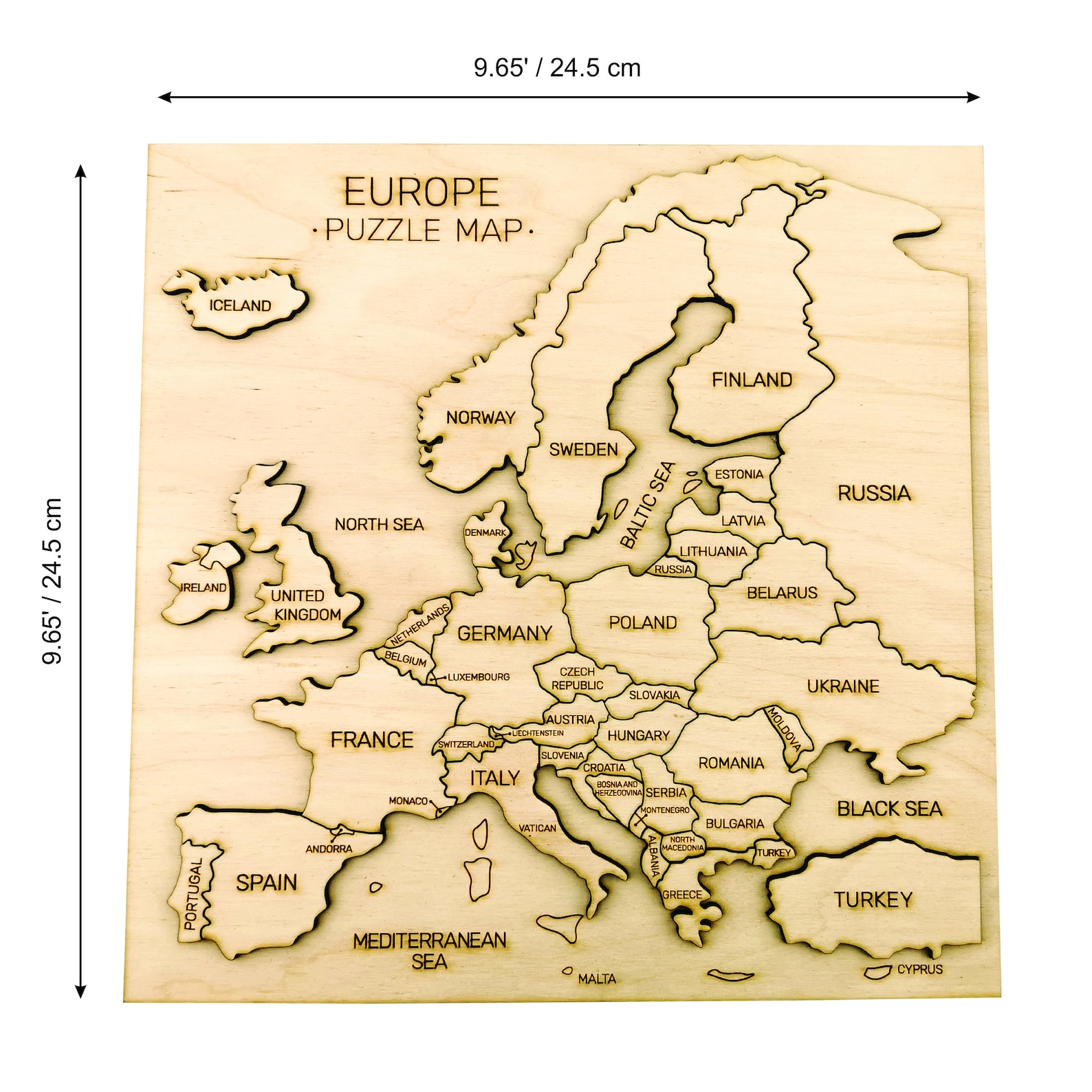 Map of Europe Wood Puzzle, 3D Laser Cut Geographic Art for Adult ...