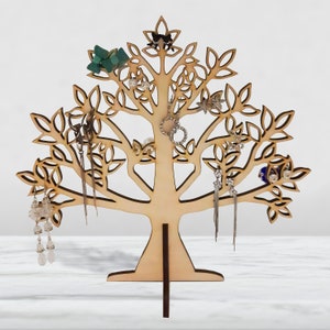 Rustic Wooden Jewelry Tree Stand - Elegant Earrings Holder - Etsy
