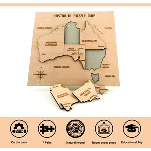 Rustic Australia Map Puzzle, Educational Wooden Toy, Traveler Gift - Etsy