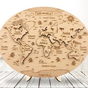 Laser Cut Wooden World Map Puzzle, Geography Homeschool Toy - Etsy