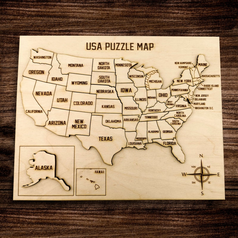 Wooden Usa Puzzle - Etsy