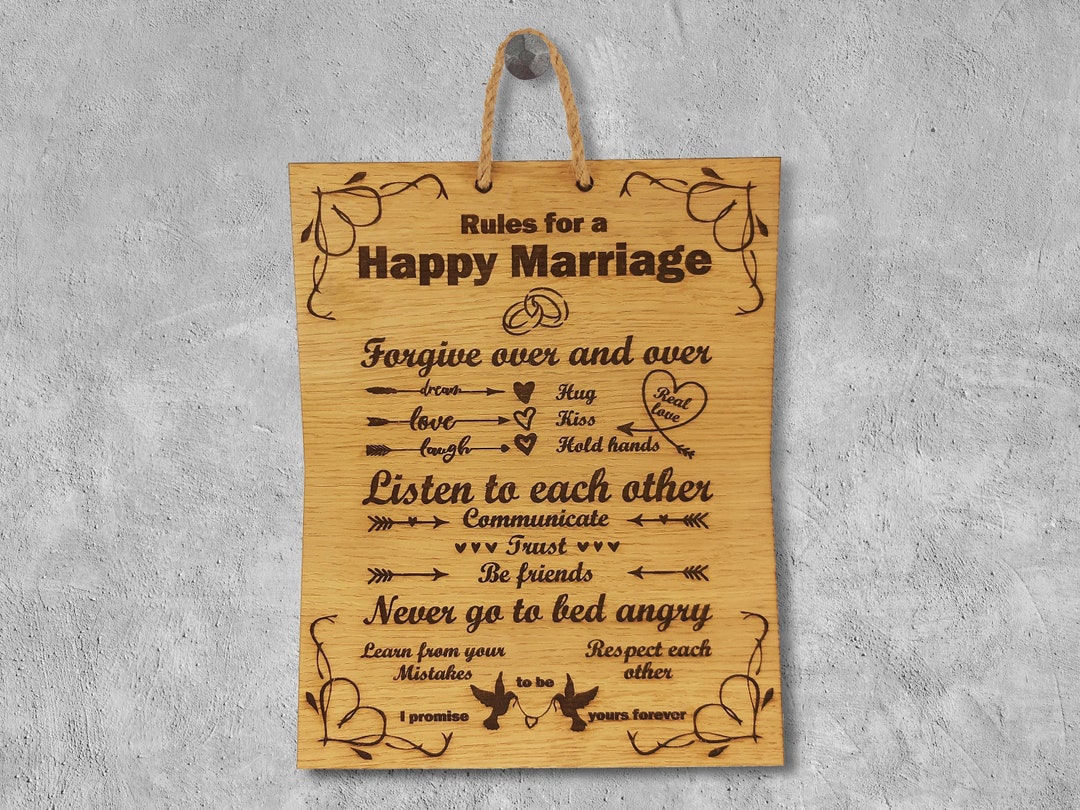 Engraved Wood Marriage Rules Sign, Rustic Wedding Gift - Etsy
