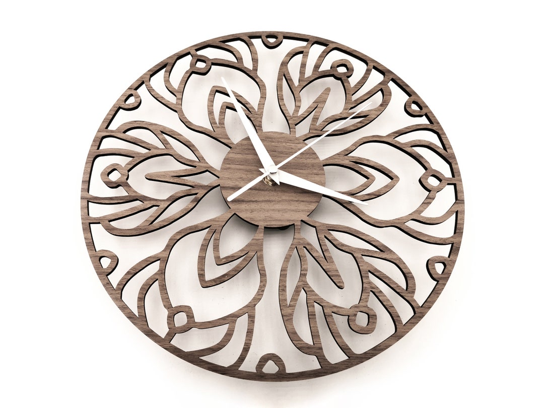 Reloj de pared de madera arte geométrico floral, Adorno rústico para ...