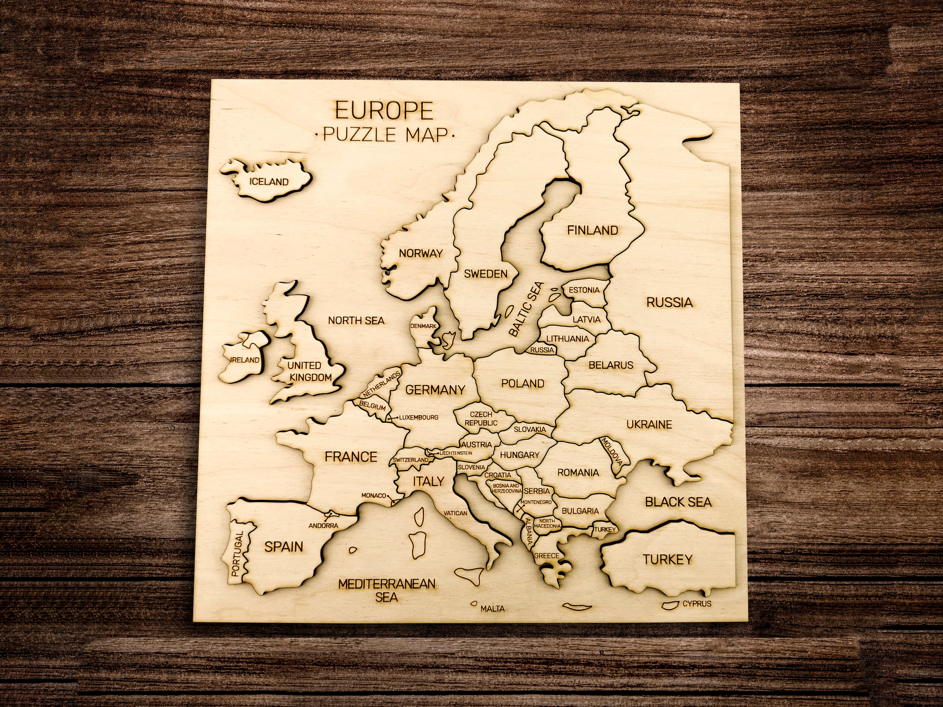 Laser Cut Wood Europe Map Puzzle, Educational Geographic Toy - Etsy