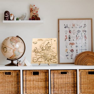 Map of Europe Wood Puzzle, 3D Laser Cut Geographic Art for Adult ...