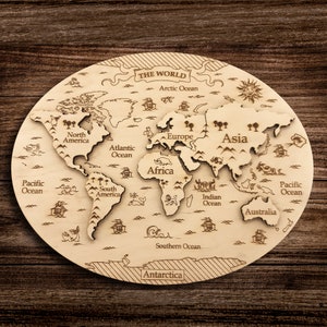 Laser Cut Wooden World Map Puzzle, Geography Homeschool Toy - Etsy