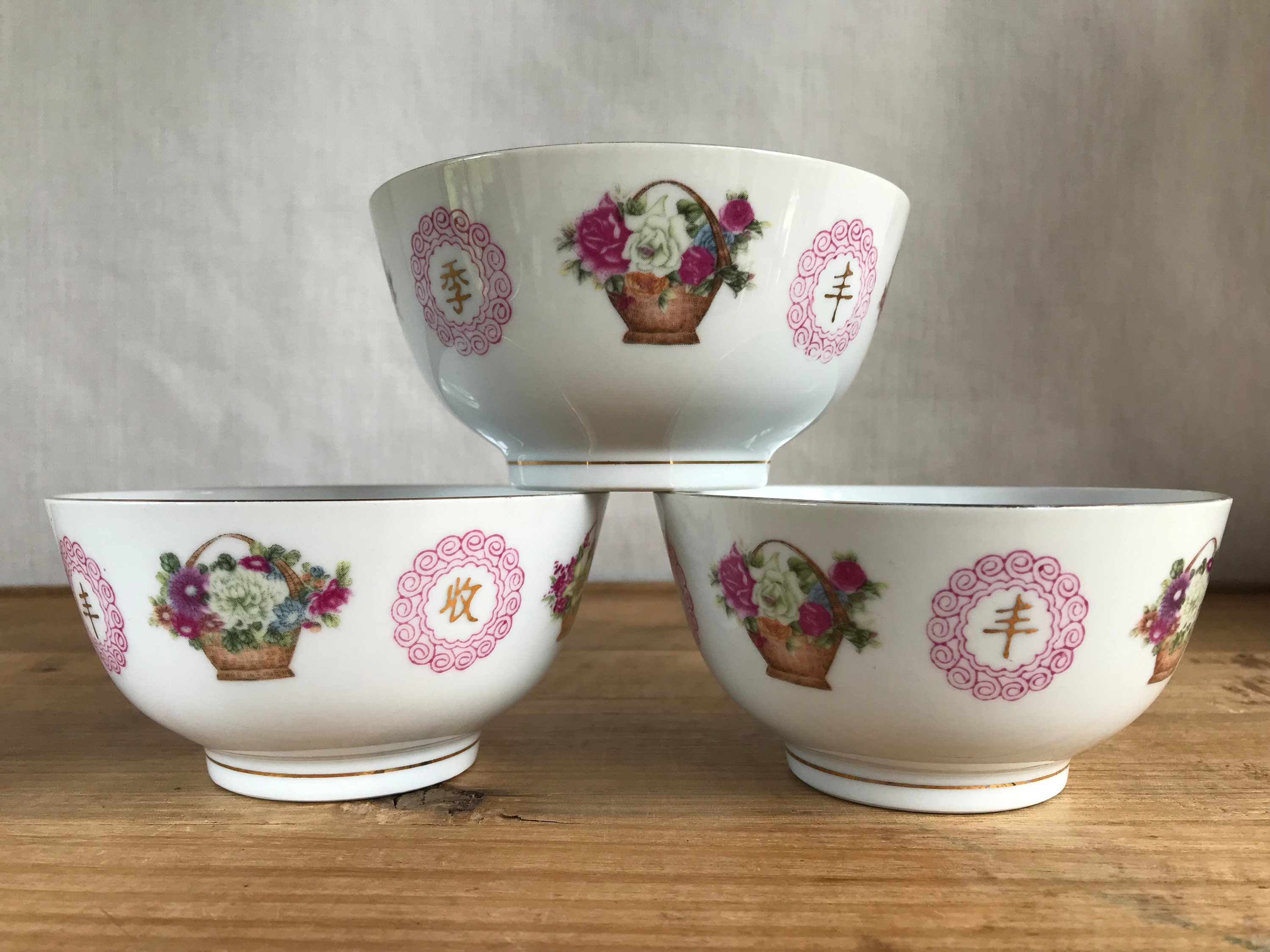 Vintage Rice Bowlsset of 3 Porcelain Rice Bowls and Sauce - Etsy Australia