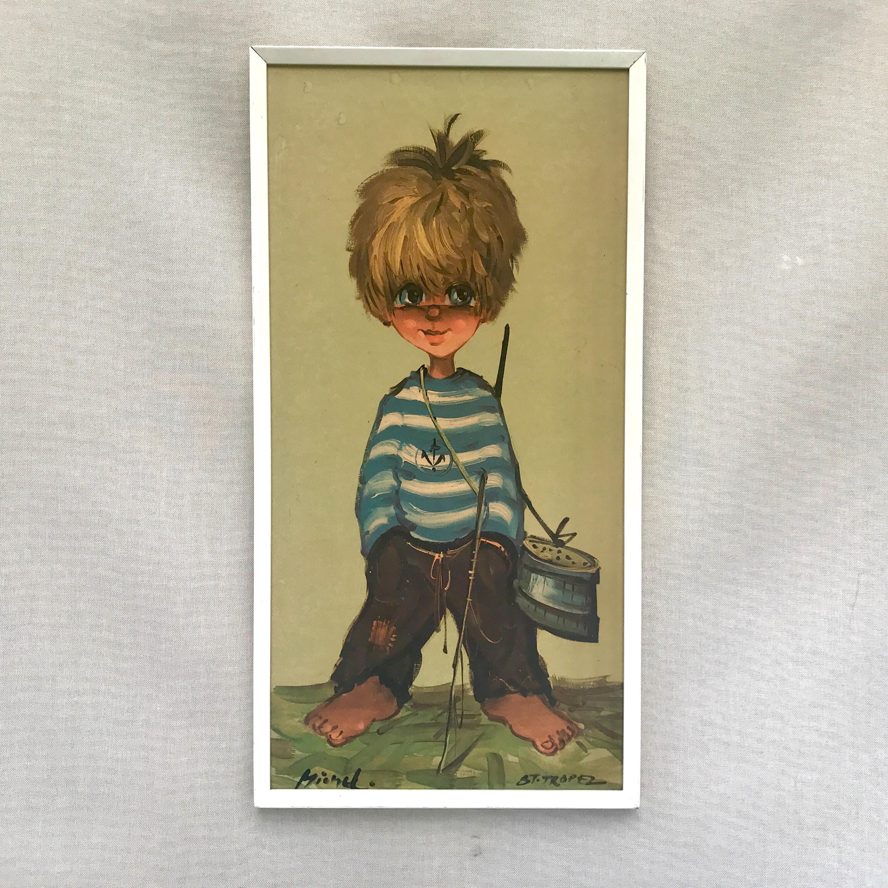 Vintage Framed Print, Big Eyed Boy, the Fisherman, St Tropez, Michel ...