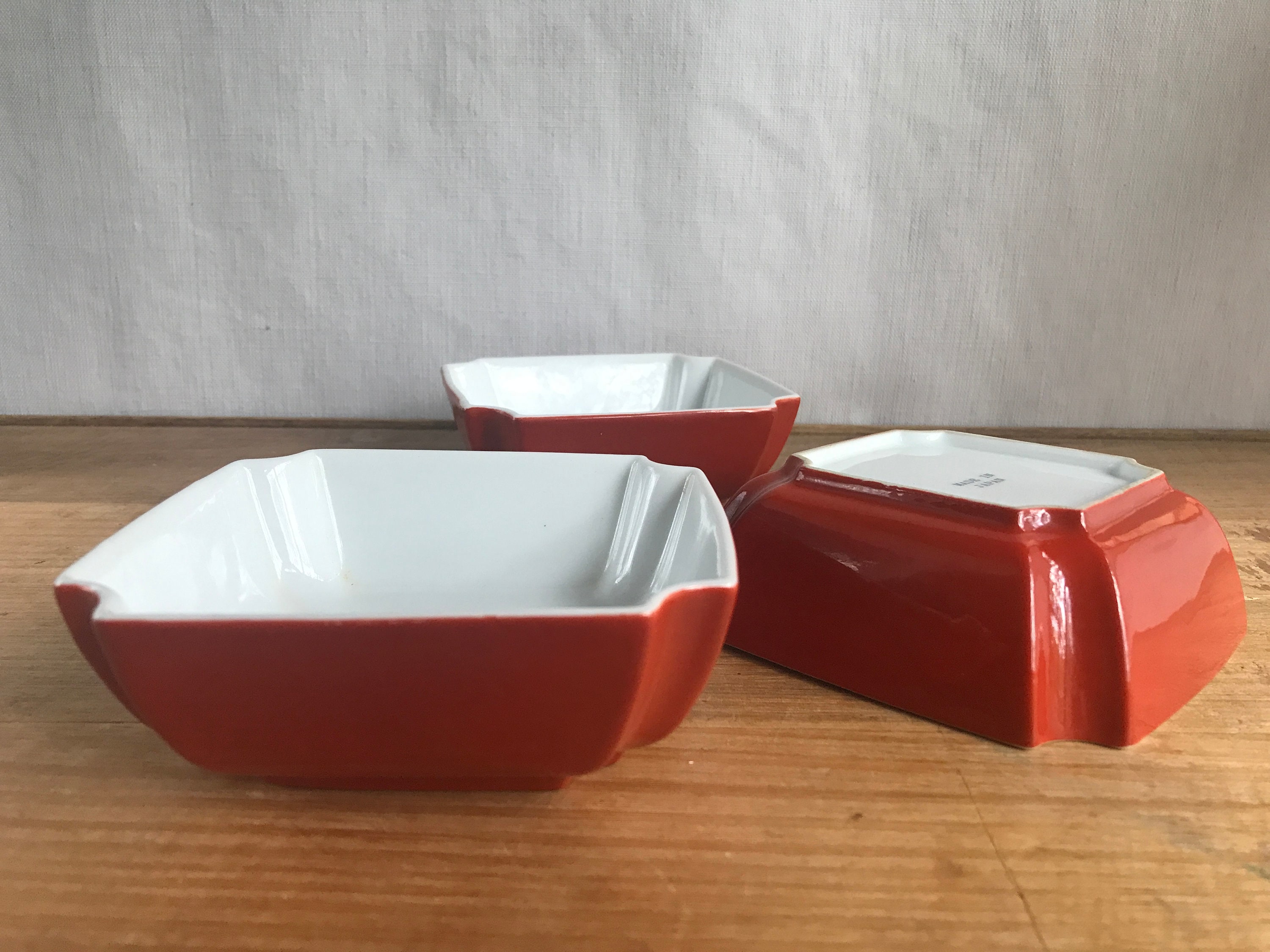 Vintage Japanese Kobachi Bowls,set of Three, Red Kobachi Bowls, Small ...