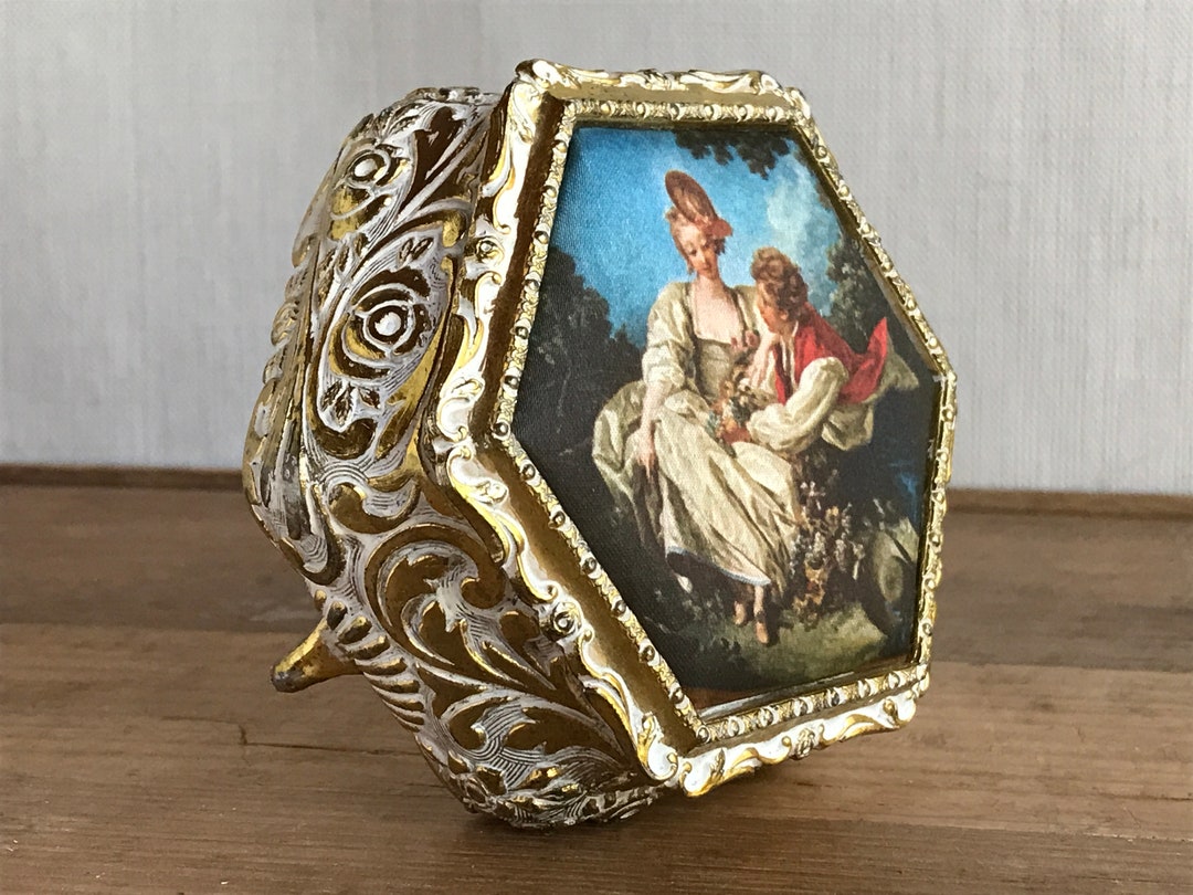 Vintage Metal Footed Trinket Box, Cast Metal Jewelry Box, Made in Japan ...