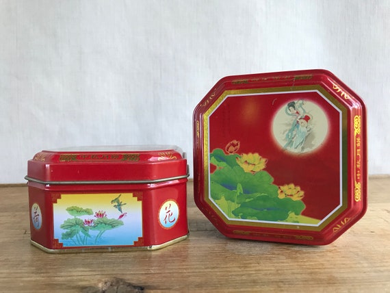 Pair of Red Chinese Tins Octagonal Tins Tea Caddies - Etsy
