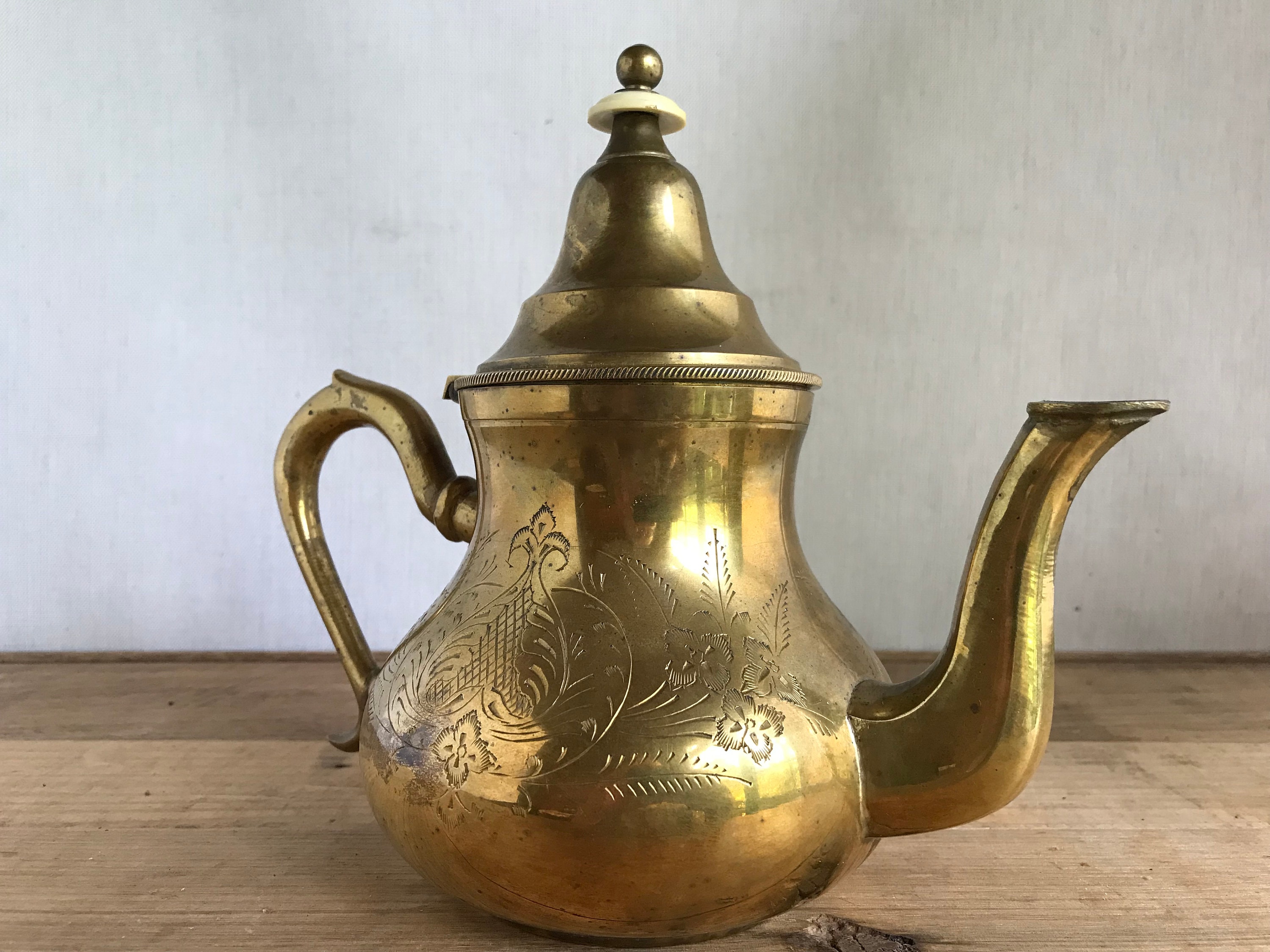 Vintage Indian Brass Teapot,vintage Solid Brass Teapot,indian Decor ...