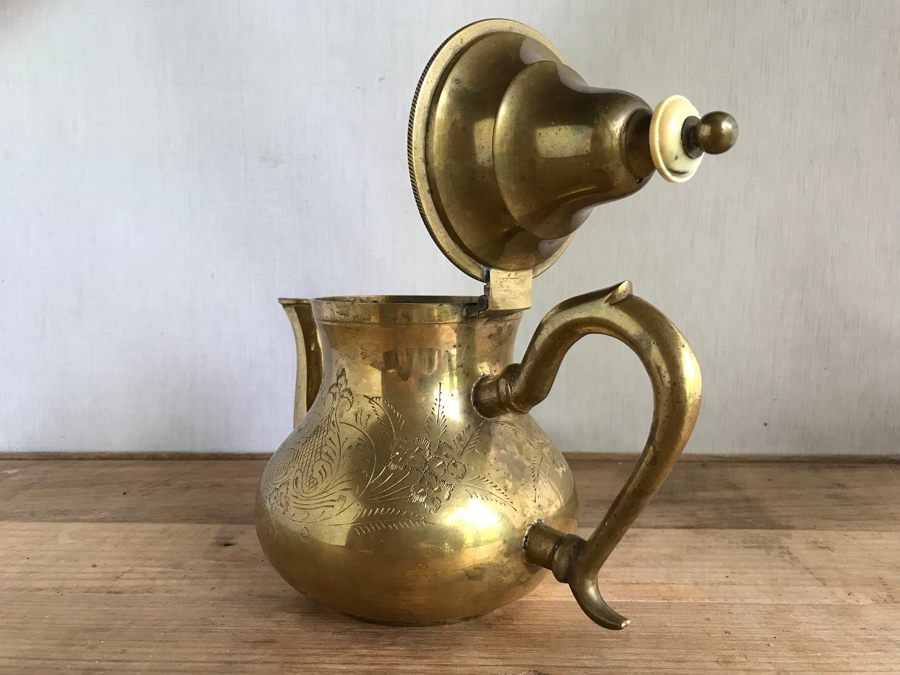 Vintage Indian Brass Teapot,vintage Solid Brass Teapot,indian Decor ...