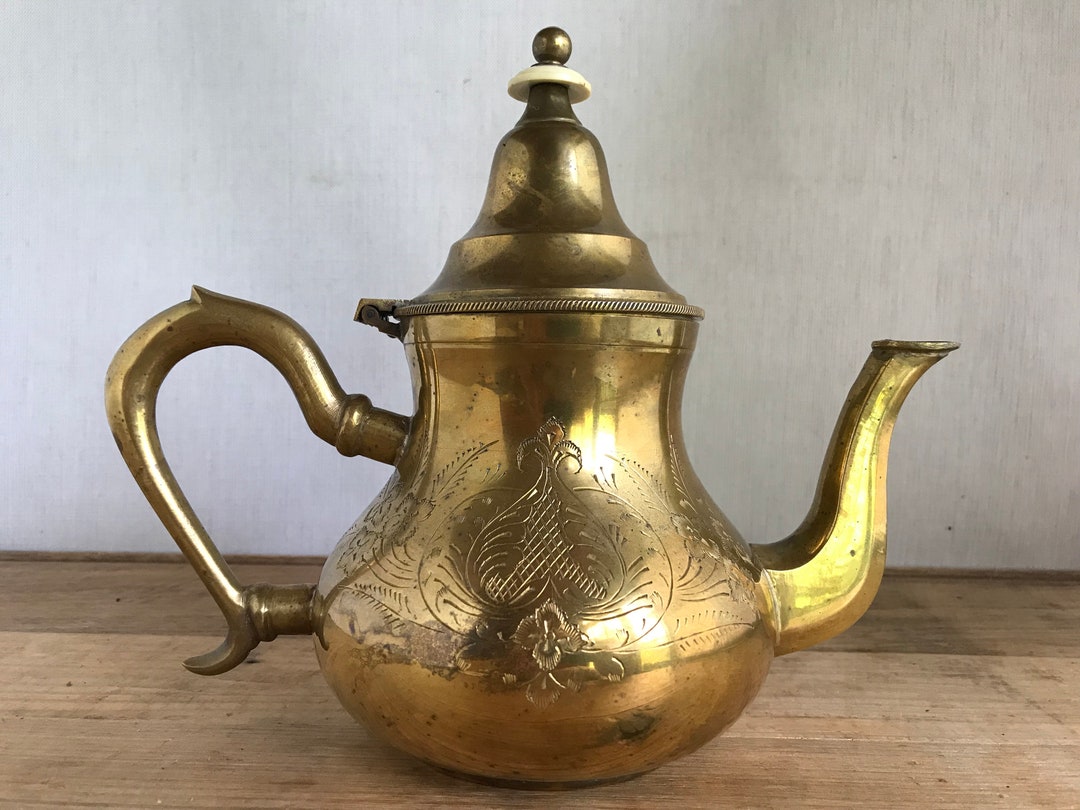 Vintage Indian Brass Teapot,vintage Solid Brass Teapot,indian Decor ...