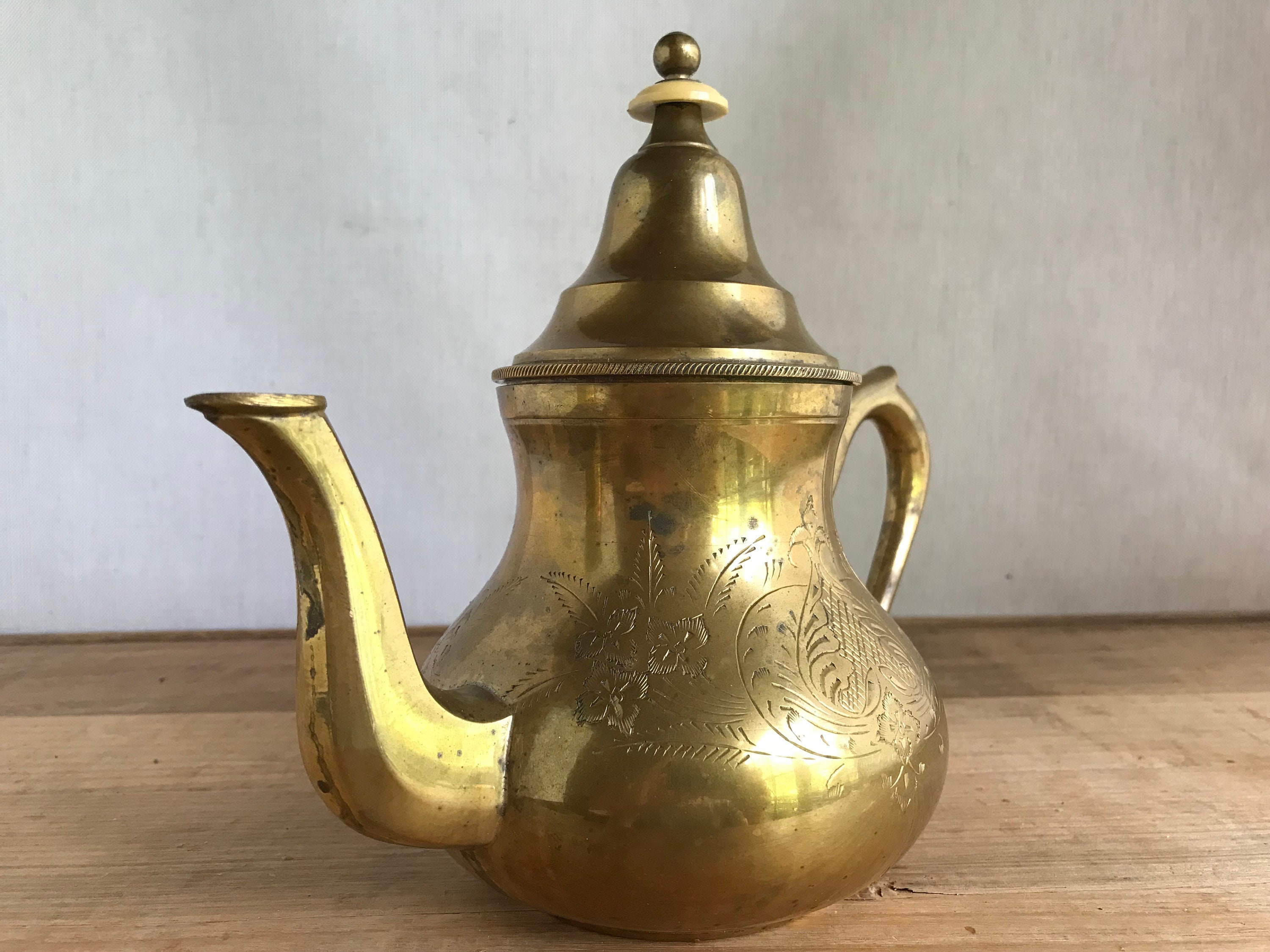 Vintage Indian Brass Teapot,vintage Solid Brass Teapot,indian Decor ...