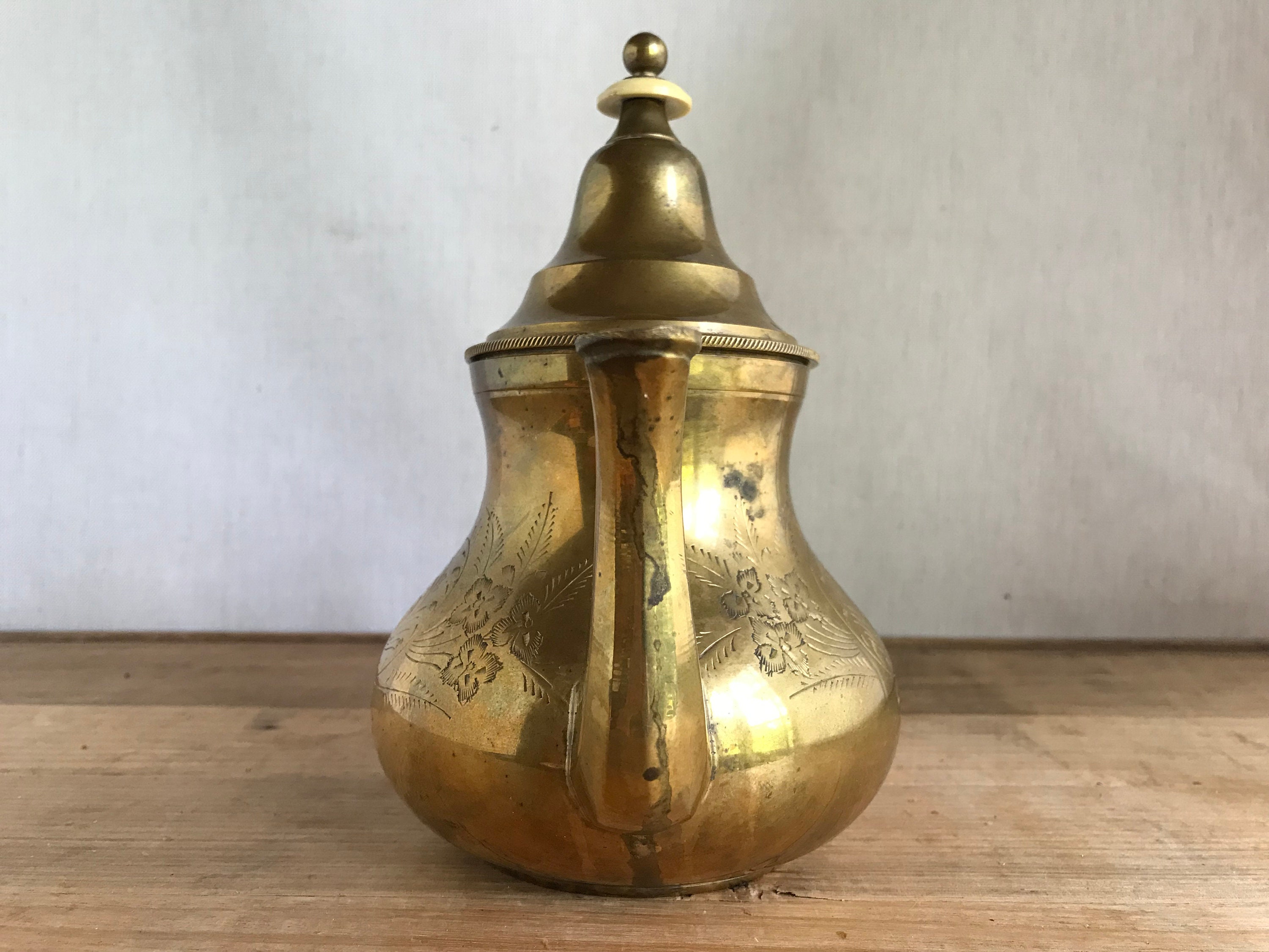Vintage Indian Brass Teapot,vintage Solid Brass Teapot,indian Decor ...