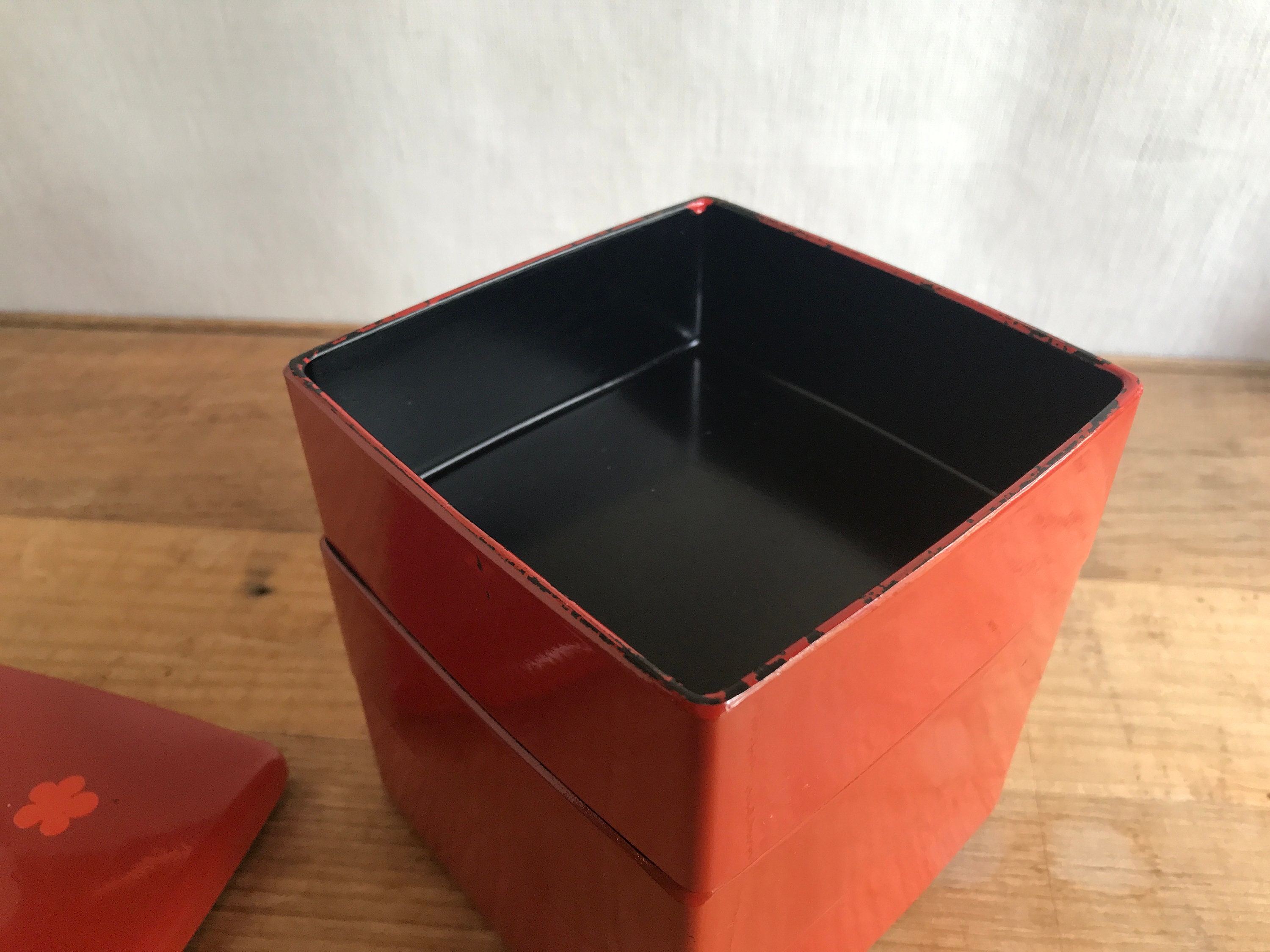 Vintage 3 Tiered Bento Box and Side Plates, Japanese Lacquer Melamine ...