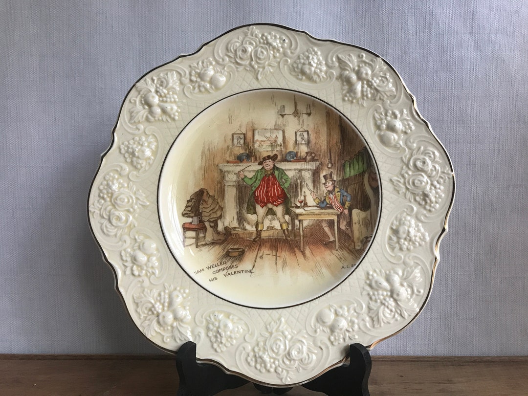 Vintage Crown Ducal Plate, Sam Weller Composes His Valentine, Pickwick ...