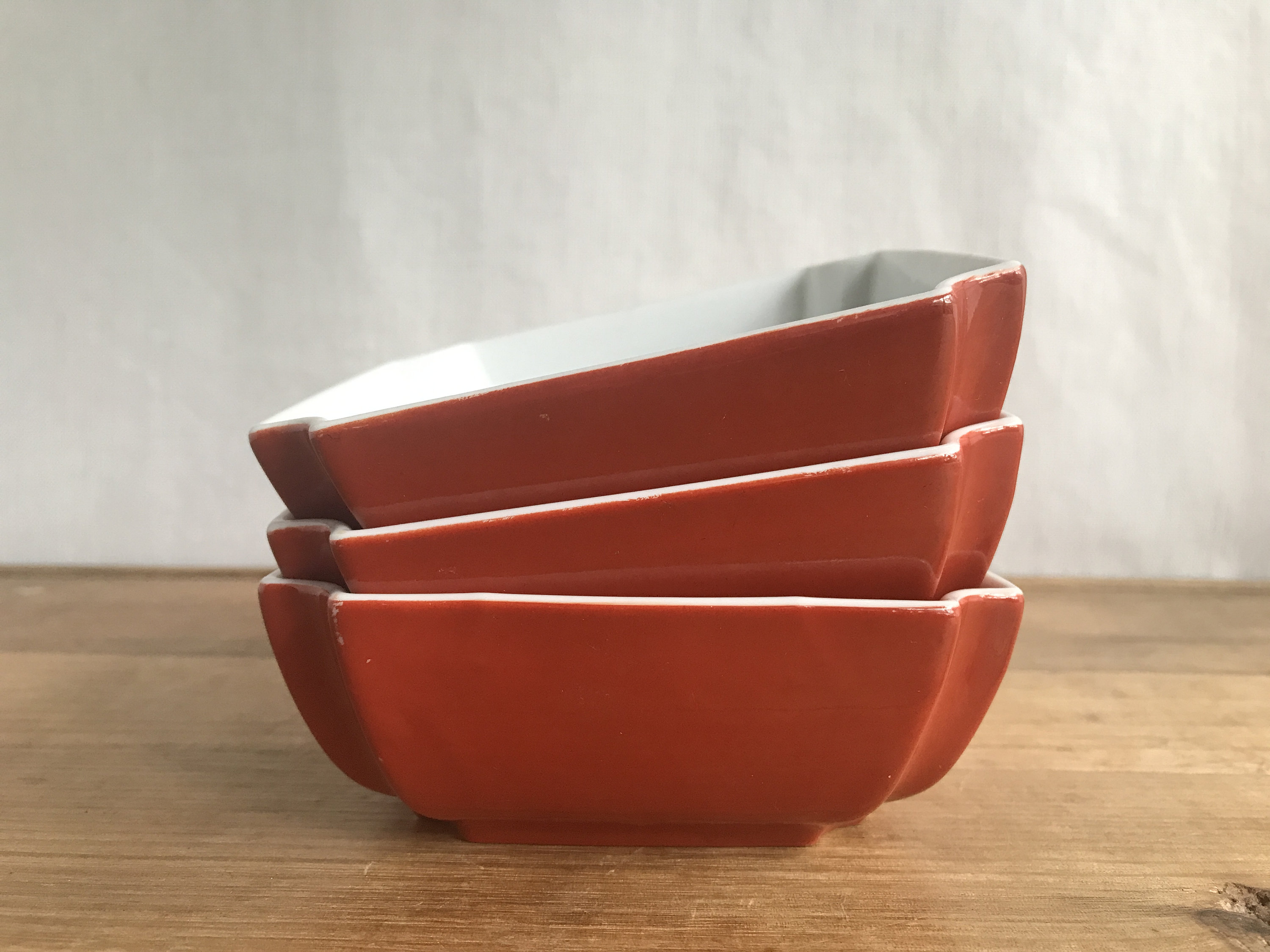 Vintage Japanese Kobachi Bowls,set of Three, Red Kobachi Bowls, Small ...