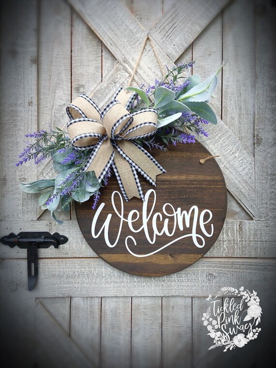 Wreaths & Door Hangers Home & Living Welcome Wooden Wreath Home Décor ...
