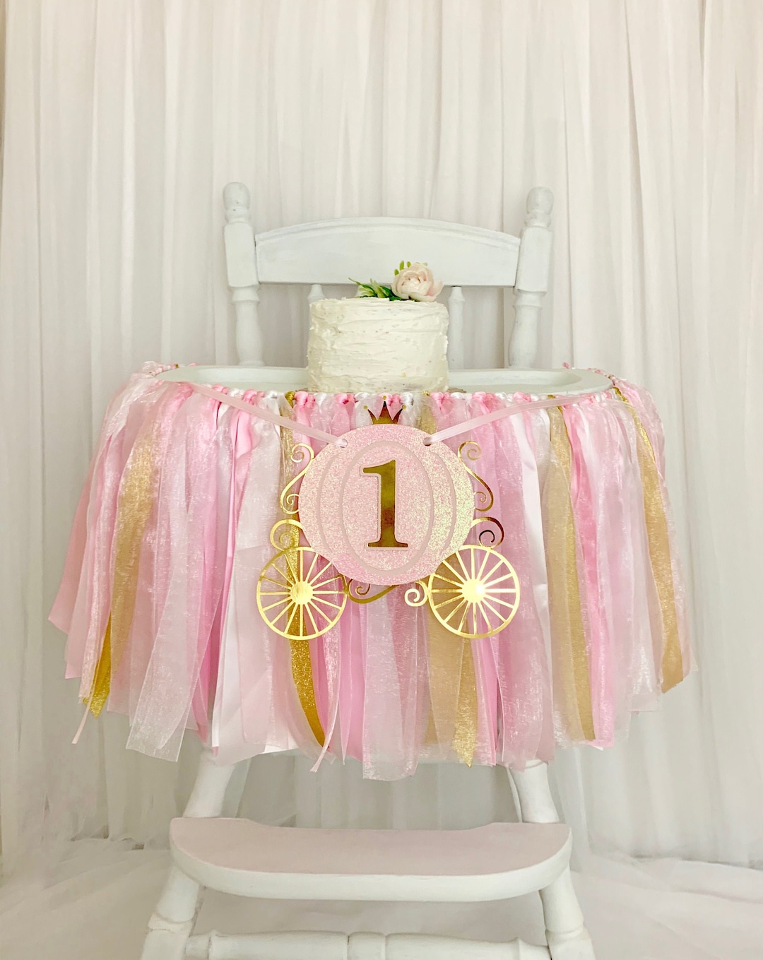 Princess First Birthday, Princess High Chair Banner, Pink Princess ...