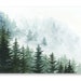 Forest Watercolor Painting Print Foggy Pine Trees Painting Poster Dark ...