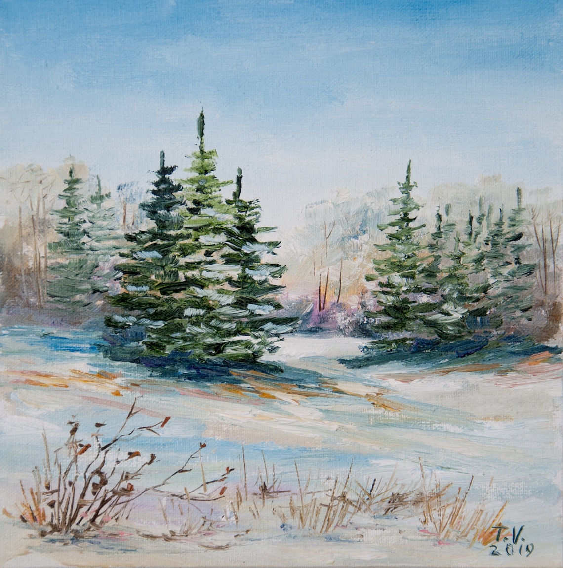 Winter Forest Oil Painting Original Snow Landscape Fine Art - Etsy