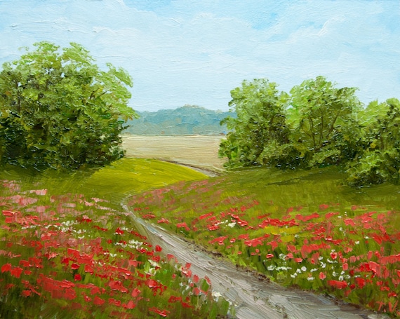 Red And Green Landscape Painting