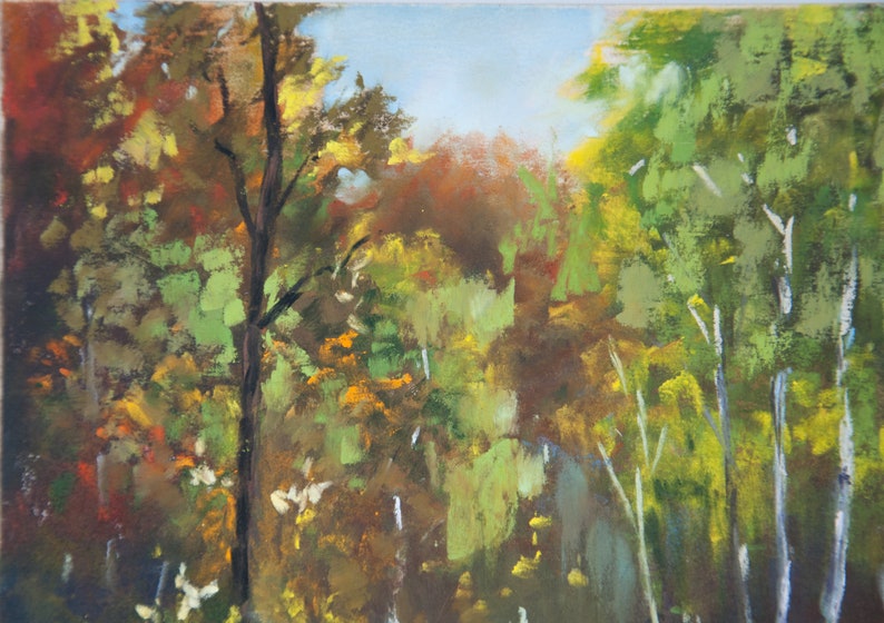 Forest Landscape Painting Original Art Pastel Painting Fall | Etsy
