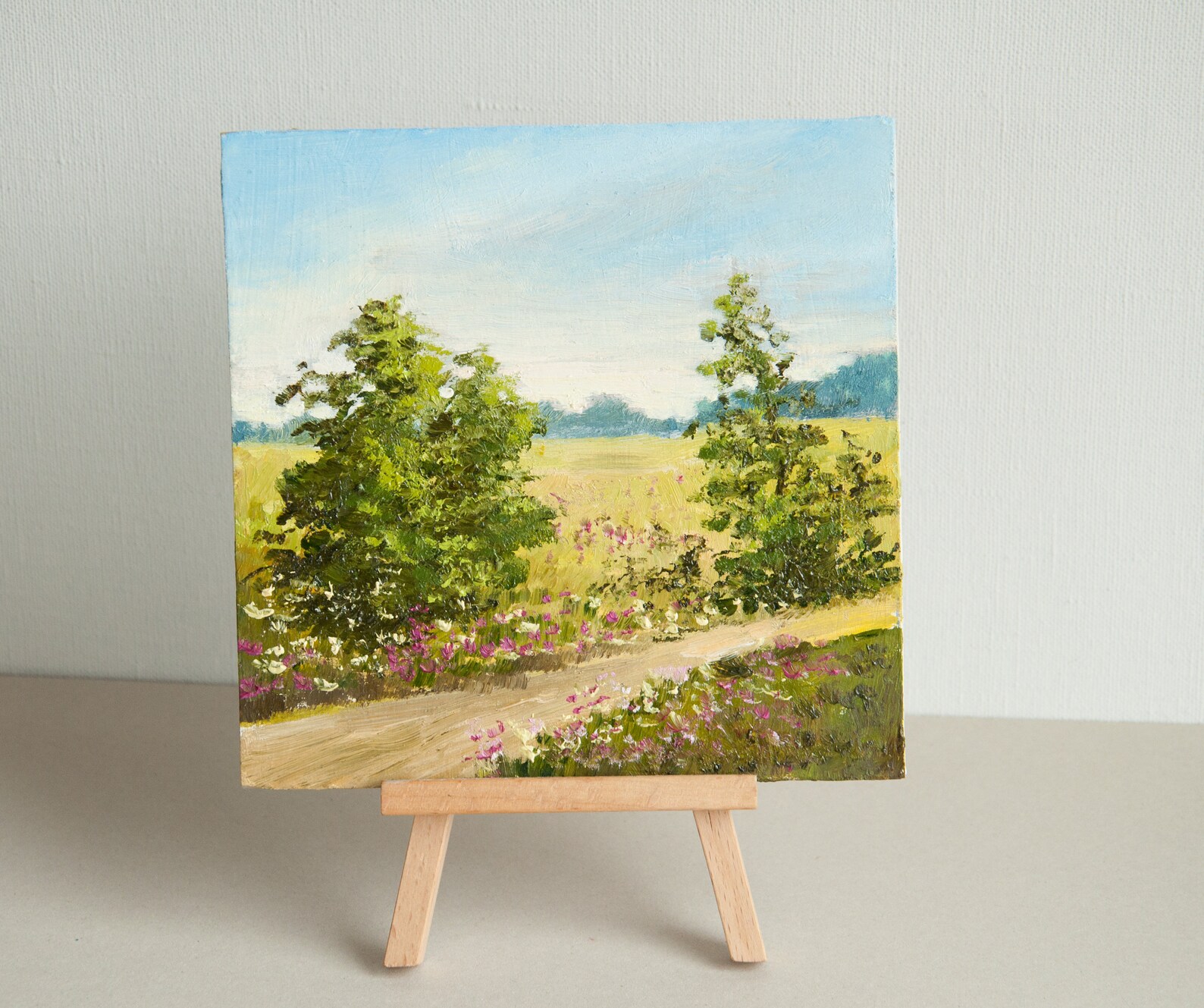 Country Landscape Oil Painting Original Art Flower Field - Etsy