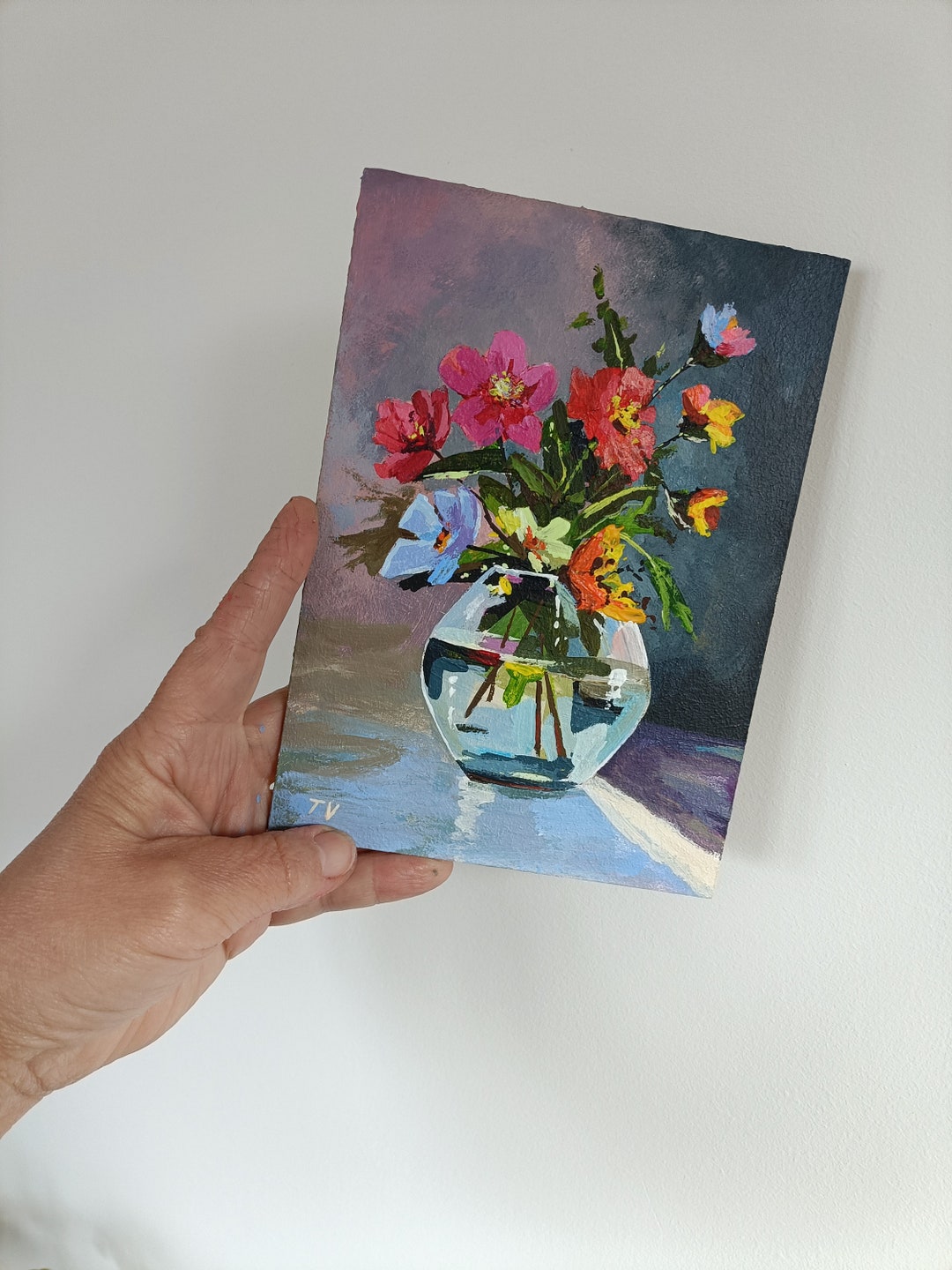Floral Acrylic Painting Original Art Flower Still Life Flowers Small ...