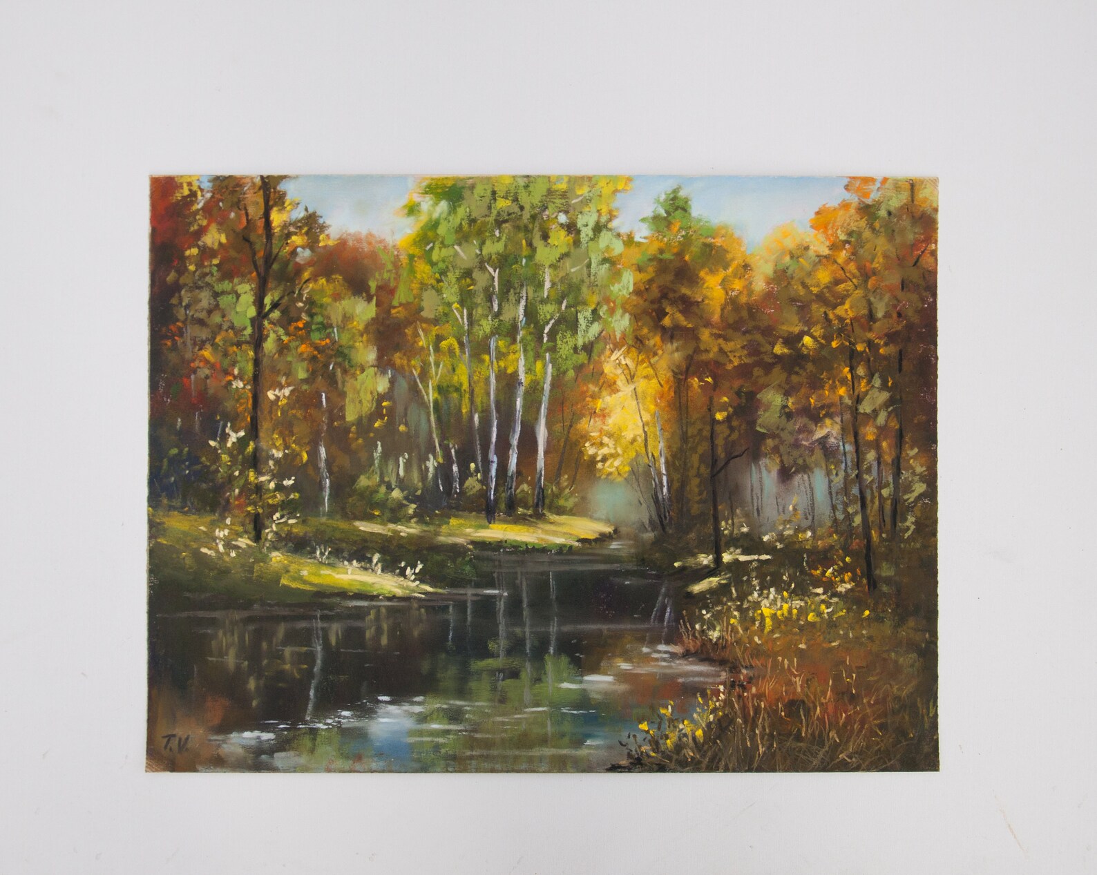 Forest Landscape Painting Original Art Pastel Painting Fall | Etsy
