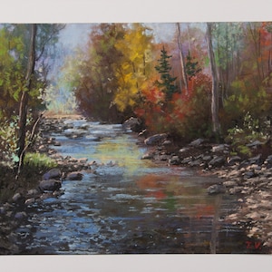 Fall Forest Painting Original Art Autumn Landscape Pastel - Etsy