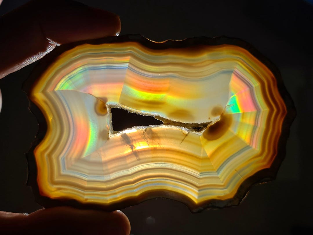 Incredible Rainbow Iris Agate Slice - Rare Collection of Indonesia ...