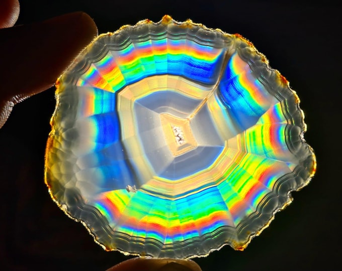 42.35cts Premium Quality Rainbow Iris Agate Slice - Indonesia Rare ...