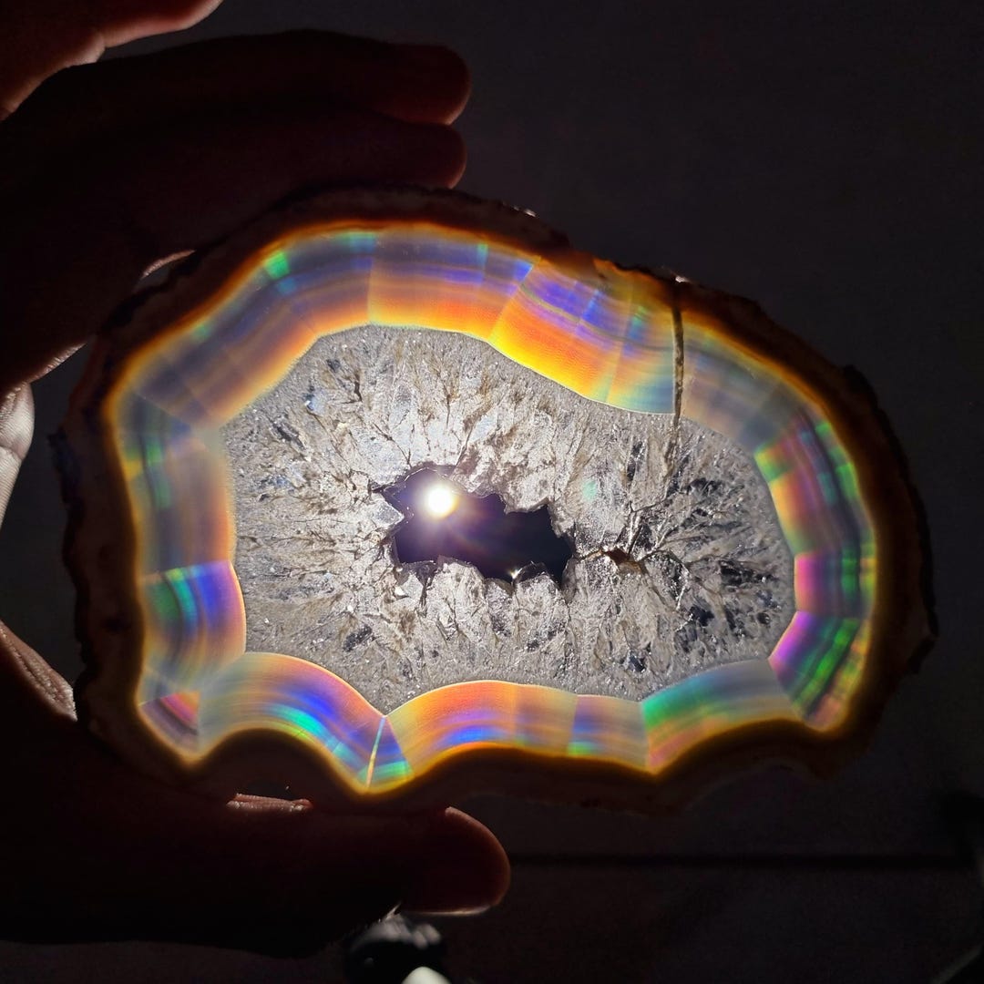 Superb Rainbow Iris Agate Slice - Rare Collection of Indonesia Rainbow ...