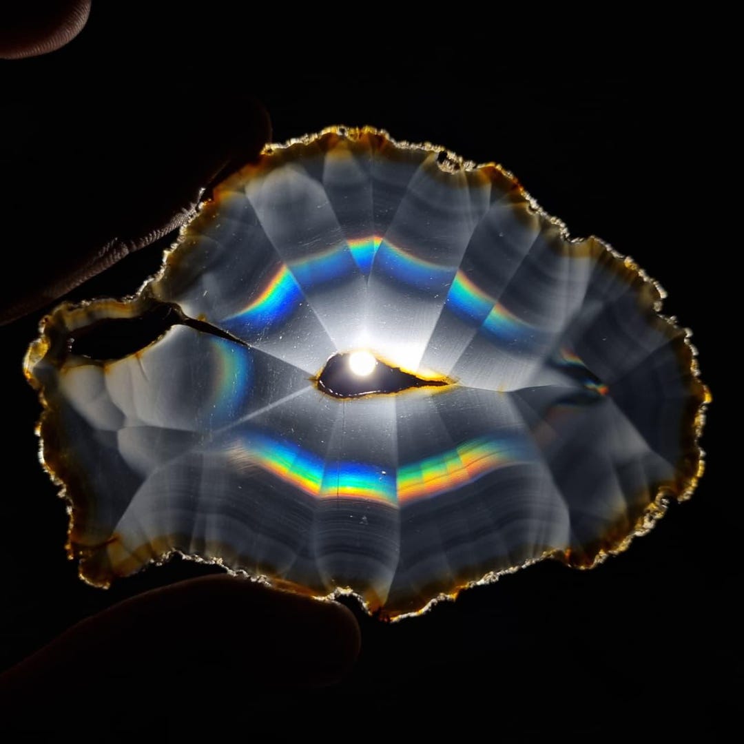 Rainbow Iris Agate Slice: Indonesian Gemstone Display (64x89x2mm) - Etsy