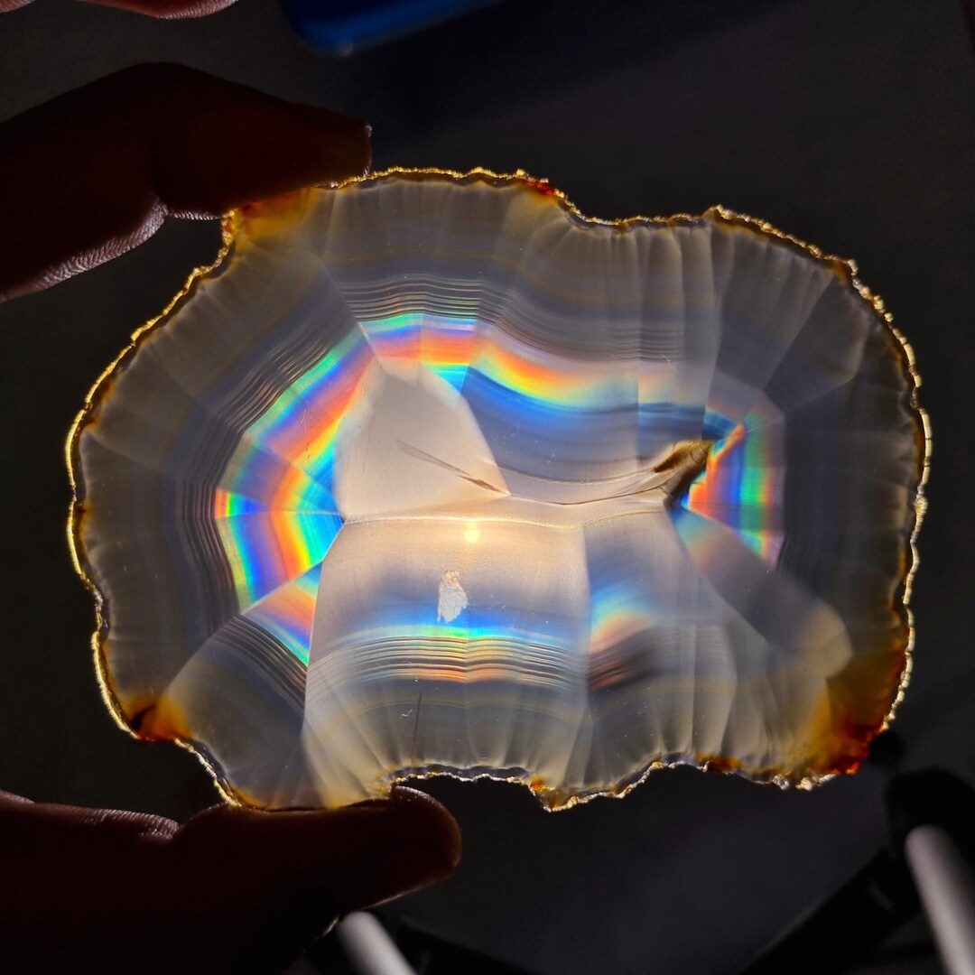 Awesome Rainbow Iris Agate Slice - Rare Collection of Indonesia Rainbow ...