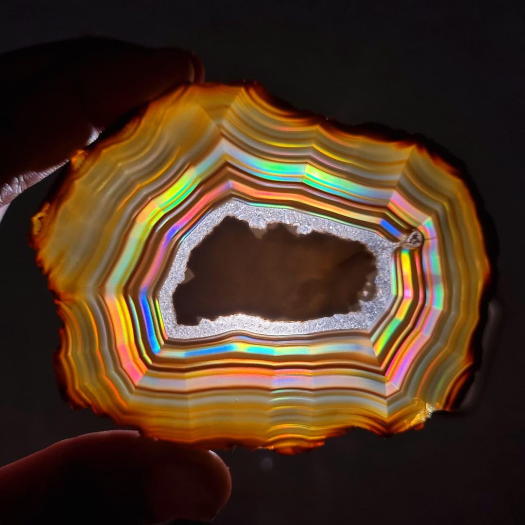 Incredible Rainbow Iris Agate Slice - Rare Collection of Indonesia ...