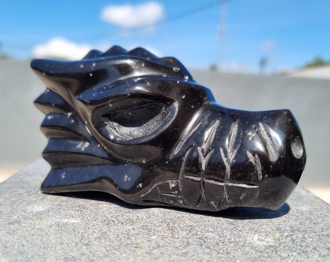Agni Manitite Carved Dragon Head - Natural Agni Manitite Tektite ...