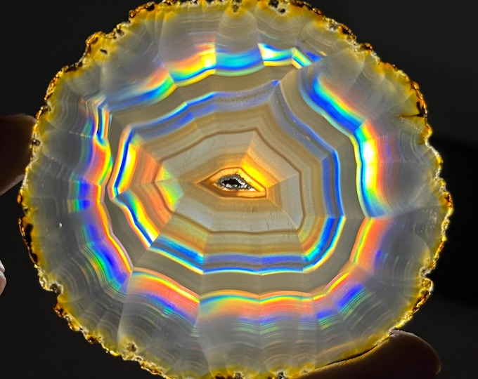 Rare Iris Agate Slice Natural Rainbow Agate Slab – Polished Translucent ...