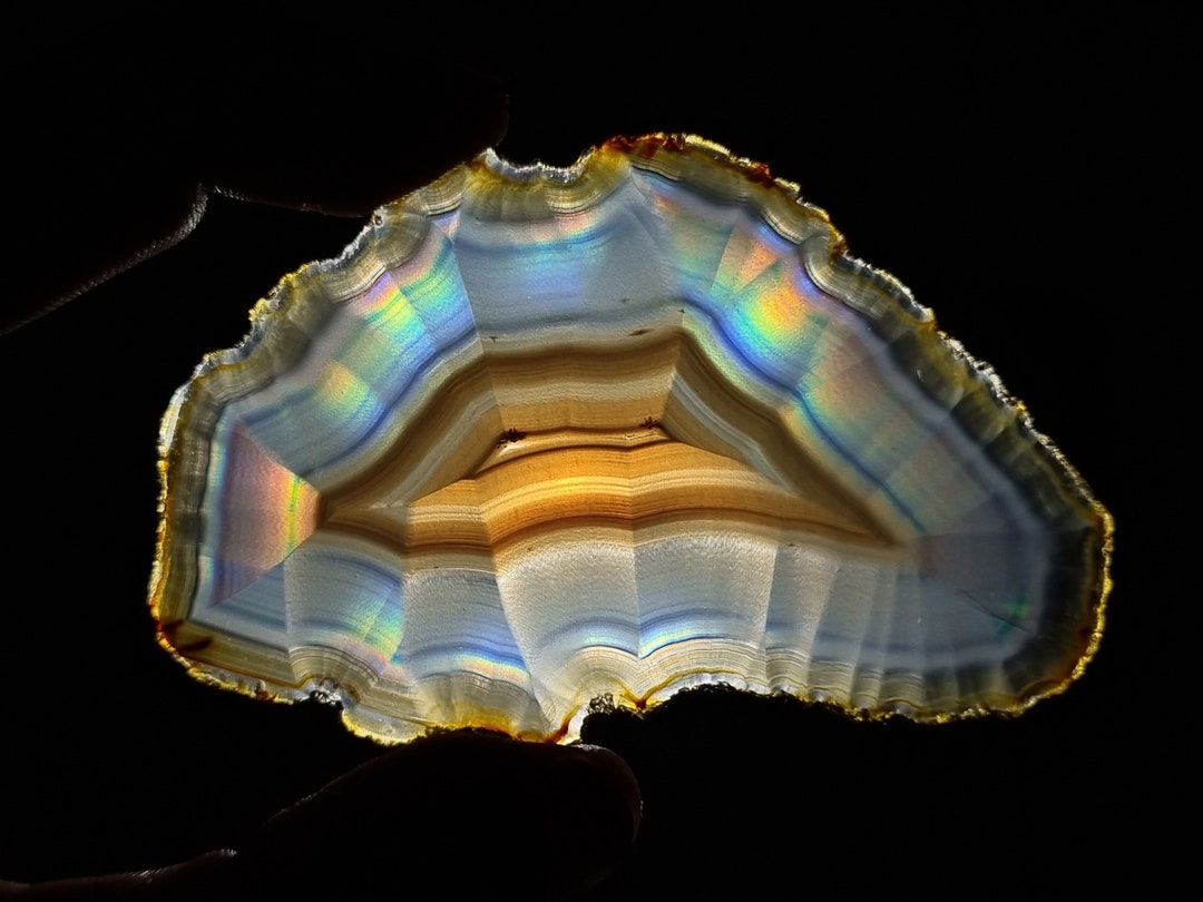 Rainbow Iris Agate Slice, Indonesian Gemstone - Etsy