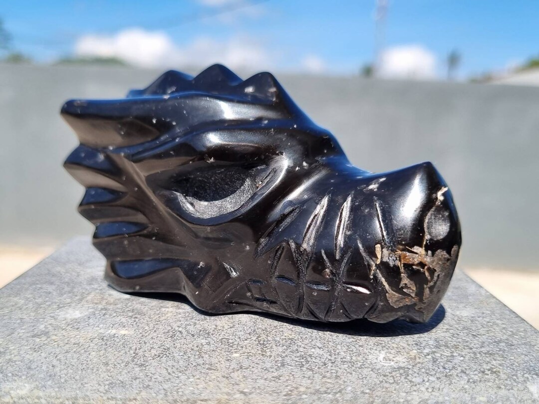 Agni Manitite Carved Dragon Head - Natural Agni Manitite Tektite ...