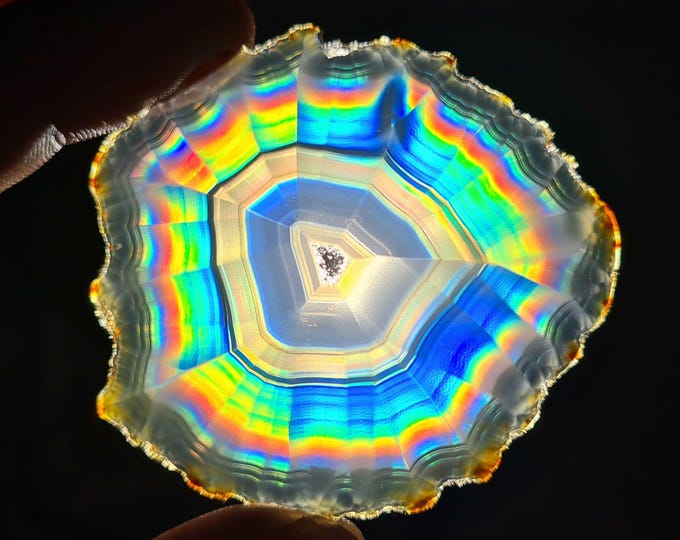 39.25 Cts Premium Quality Rainbow Iris Agate Slice - Indonesia Rare ...