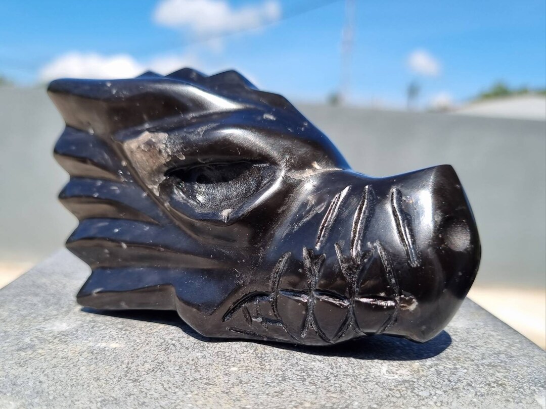 Agni Manitite Carved Dragon Head - Natural Agni Manitite Tektite ...
