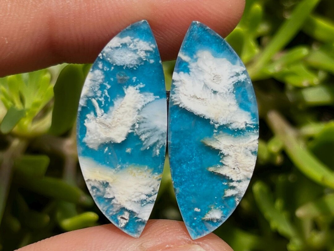 Stunning White Plume Agate Doublet Pair - Doublet Plume Agate Earing Set - Etsy