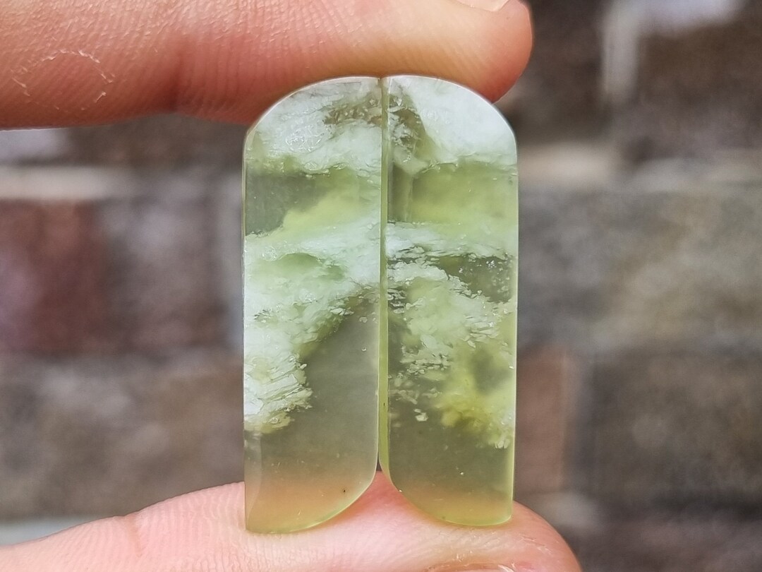 Green Idocrase Gemstone Pair: Natural Loose Cabochons (30x9x4 Mm) - Etsy